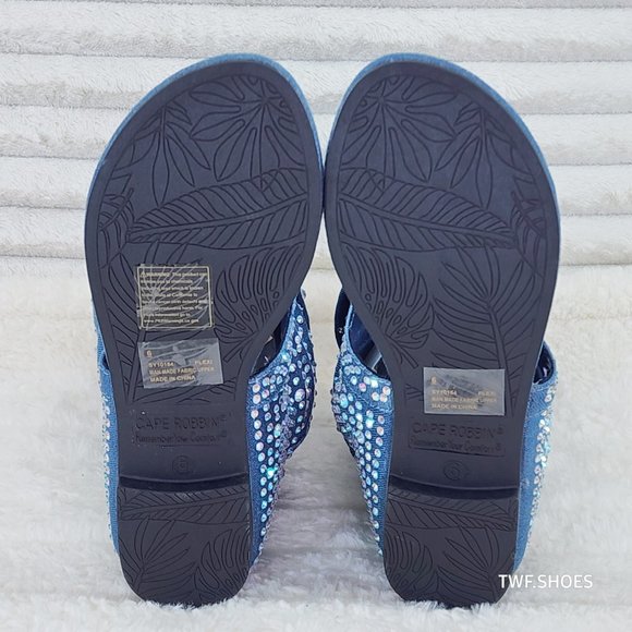 Cape Robbin | Shoes | Perplex Denim Rhinestones Sandal Slouch Boots ...